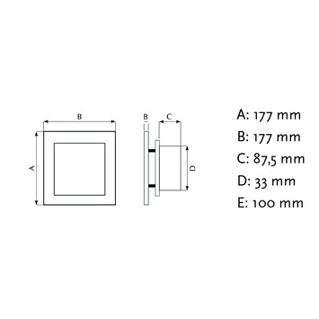 GAMMA | IVC Air Inbouwventilator Design met timer vierkant Ø 100 mm ...