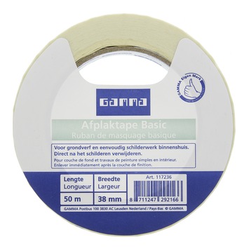 GAMMA | GAMMA Basic afplaktape 50m x 38mm geel kopen? | Tape & band