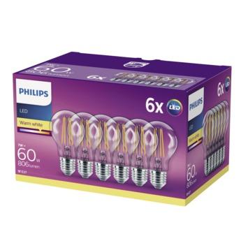 Philips LED peer E27 60W 6 stuks filament helder niet dimbaar | GAMMA