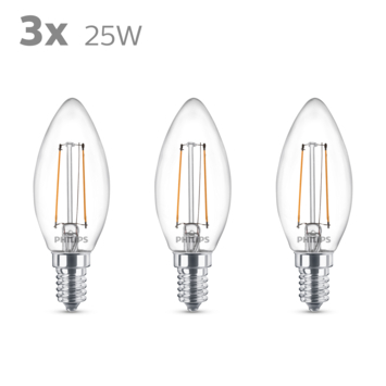 GAMMA | Philips LED kaars E14 25W 3 stuks filament helder niet dimbaar ...