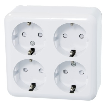 GAMMA | OK 4-voudig geaard stopcontact opbouw wit kopen? | stopcontacten