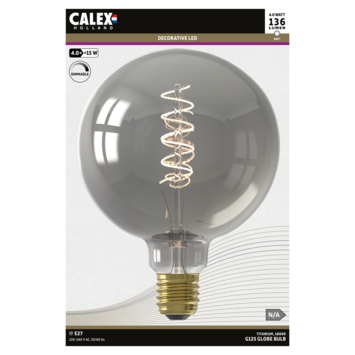 Calex LED-filament globe 125mm E27 4W titanium dimbaar | GAMMA