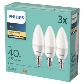 Philips LED 3pack E14 kaars frosted 40W non-dim | GAMMA