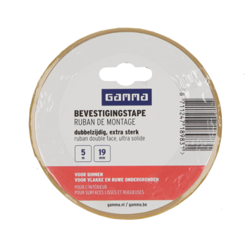 GAMMA | GAMMA dubbelzijdige bevestigingstape 5 m x 19 mm kopen? | tape-band